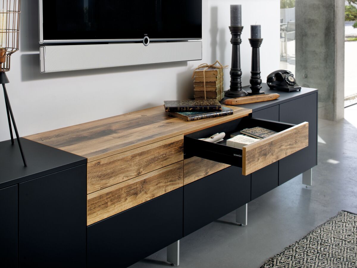 TV Möbel schwarz mit Holz | SCHMIDT
