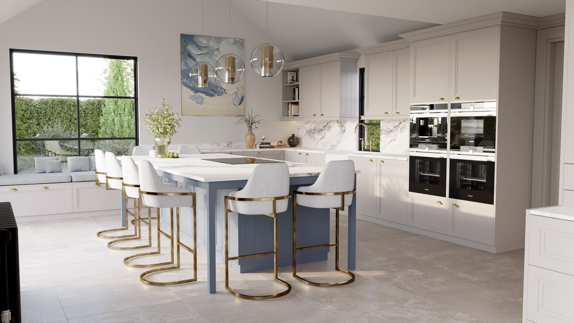 Cuisine beige avec ilot central | SCHMIDT